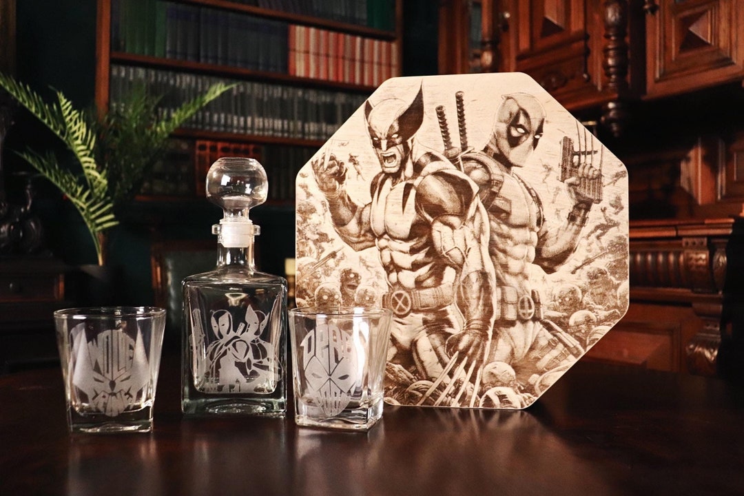 Deadpool & Wolverine Whiskey Decanter Set: Groomsman Gift - Etsy
