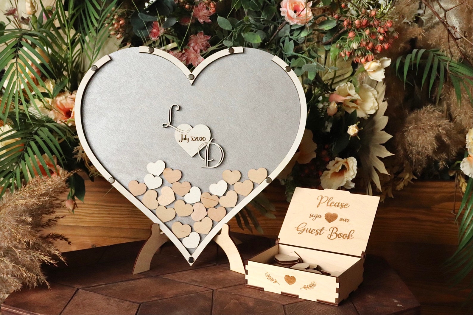 Heart Shaped Wedding Guest Book Alternative Elegant Guest Book - Etsy