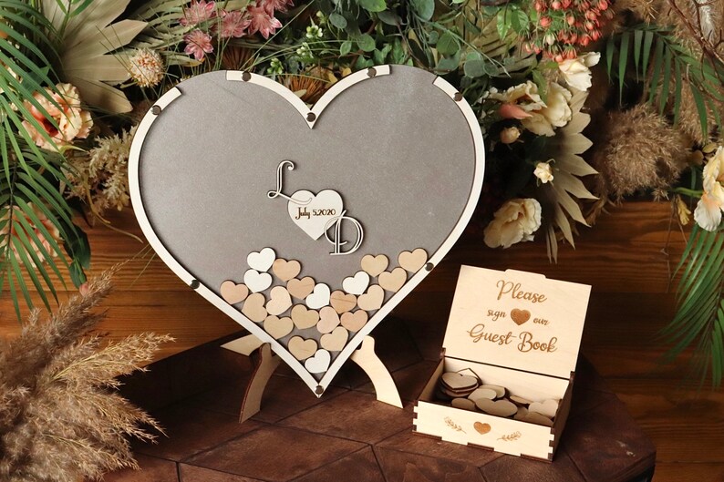 Heart Shaped Wedding Guest Book Alternative Elegant Guest Book - Etsy