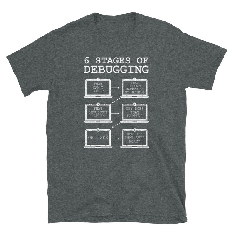 6 Stages of Debugging Funny Programming Developer T-shirt - Etsy