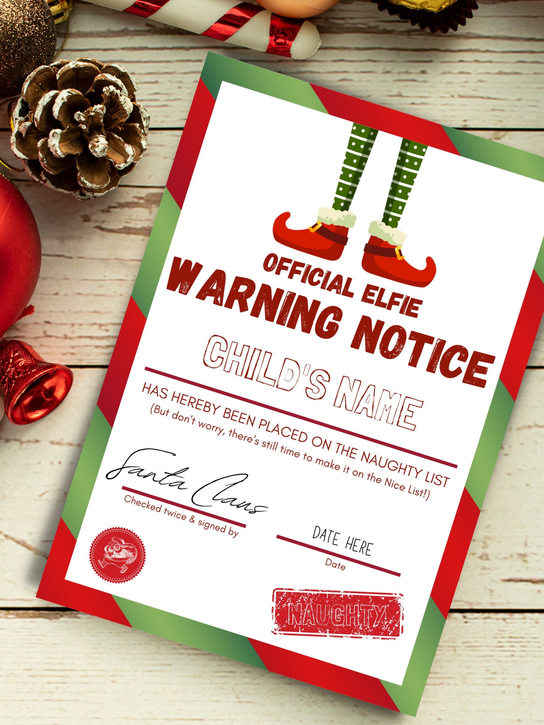 Customizable Official Elf Naughty List Warning Letter - Etsy