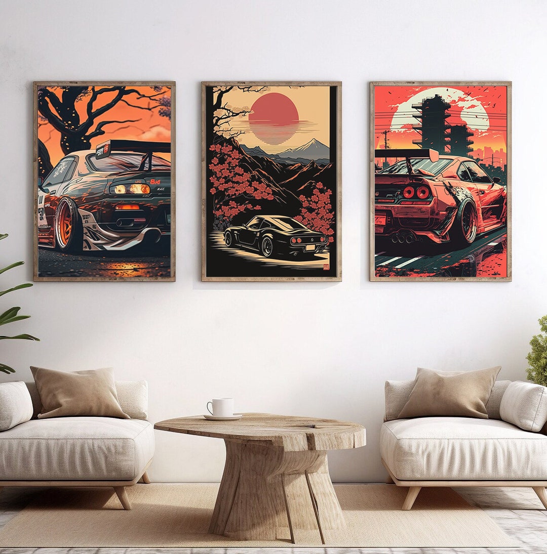 Set of 3 JDM Car Posters for Room Street Racing Artwork - Etsy