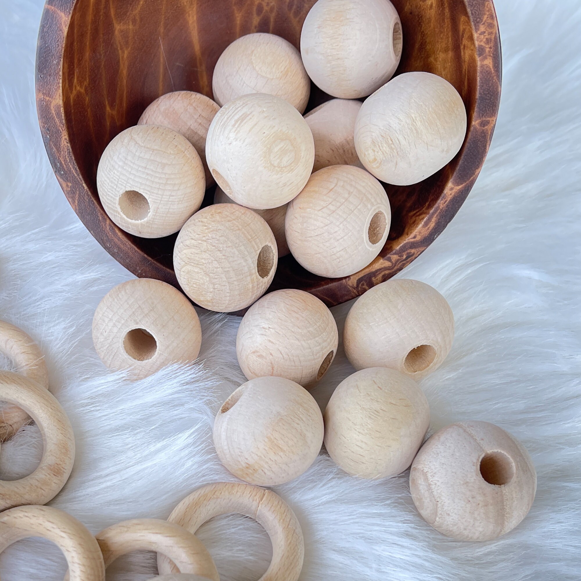 Raw Wood Beads 10mm/12mm/14mm/19mm/22mm/24mm/26mm/32mm Round - Etsy