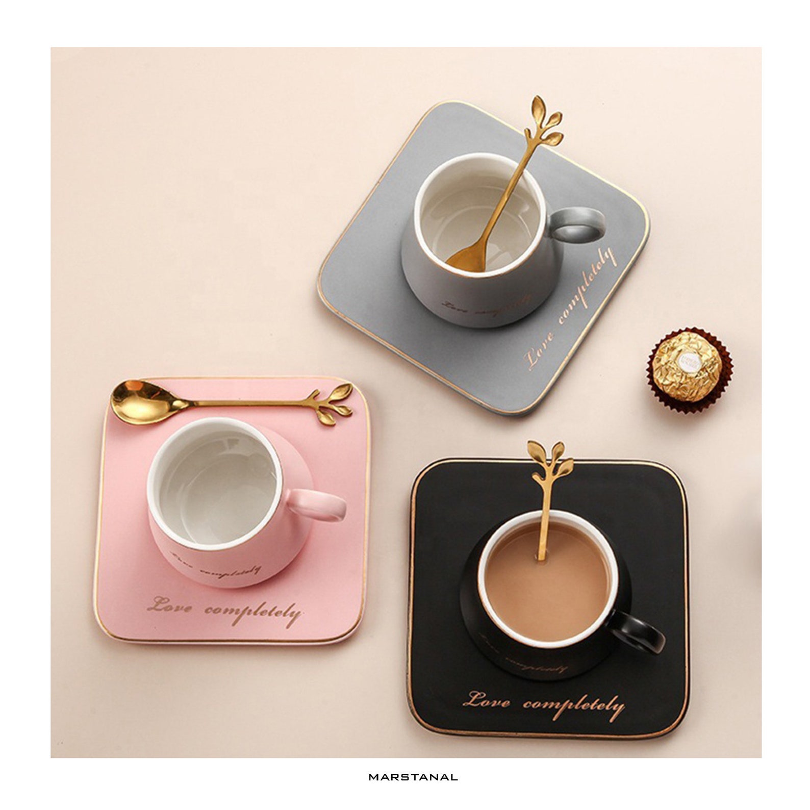 Ceramic Coffee Mug Sets with Tray and Spoon 180ml Nordic | Etsy