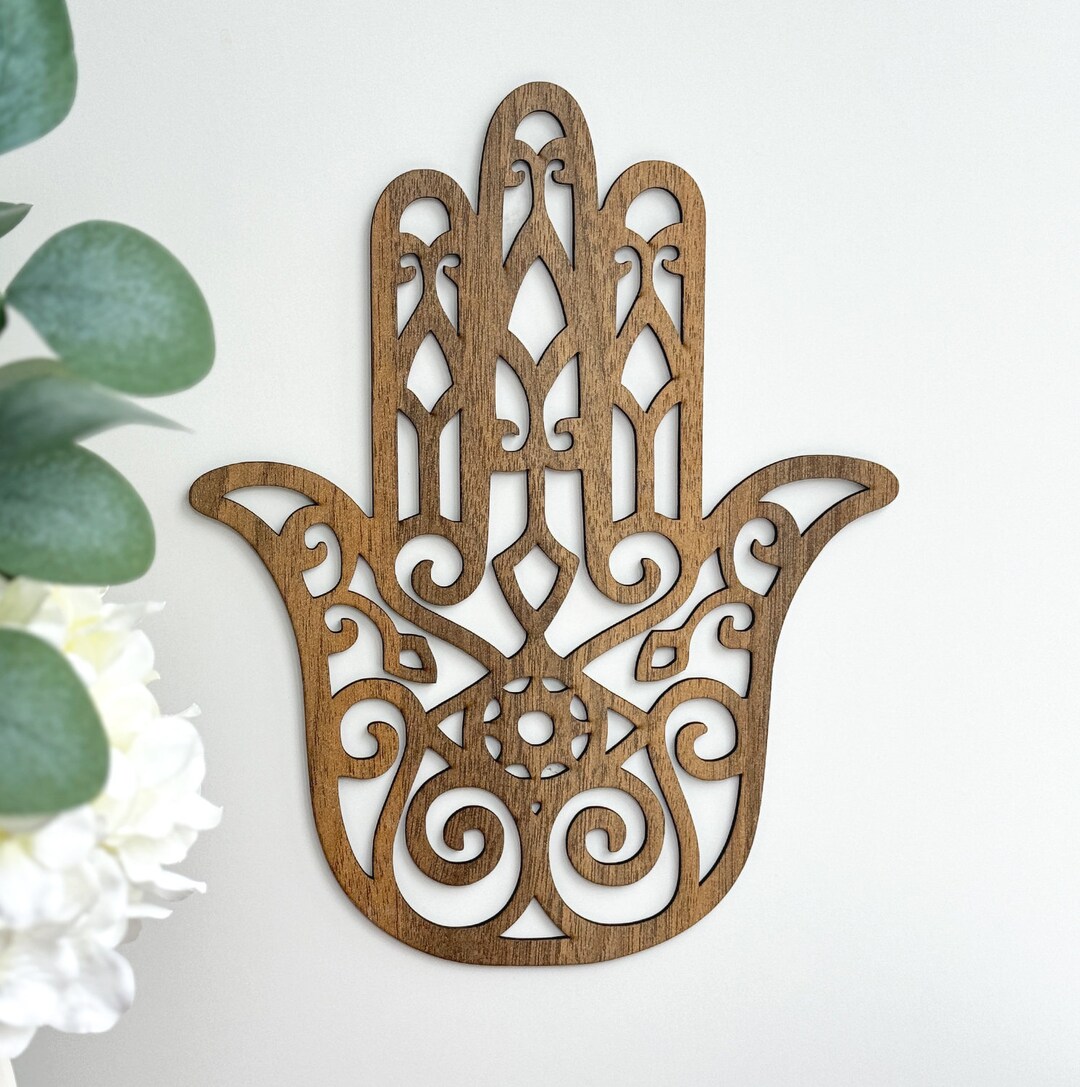 Wooden Hamsa Hand Wall Decor, Fatima Hand Wall Decor, Hand of Hamsa ...