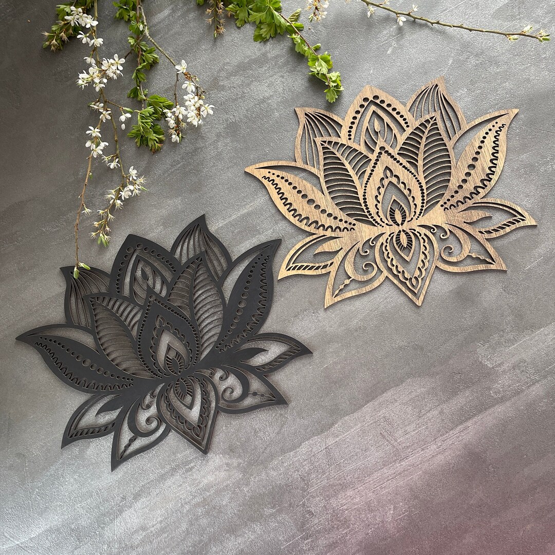 Lotus Mandala, Black Lotus Wall Decor, Lotus Wall Art, Flower of Life ...