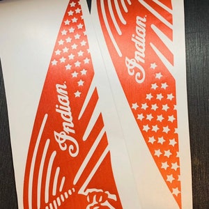 Custom Indian Motorcycle Gas Tank Decals 2PC Set New Custom Stars USA ...