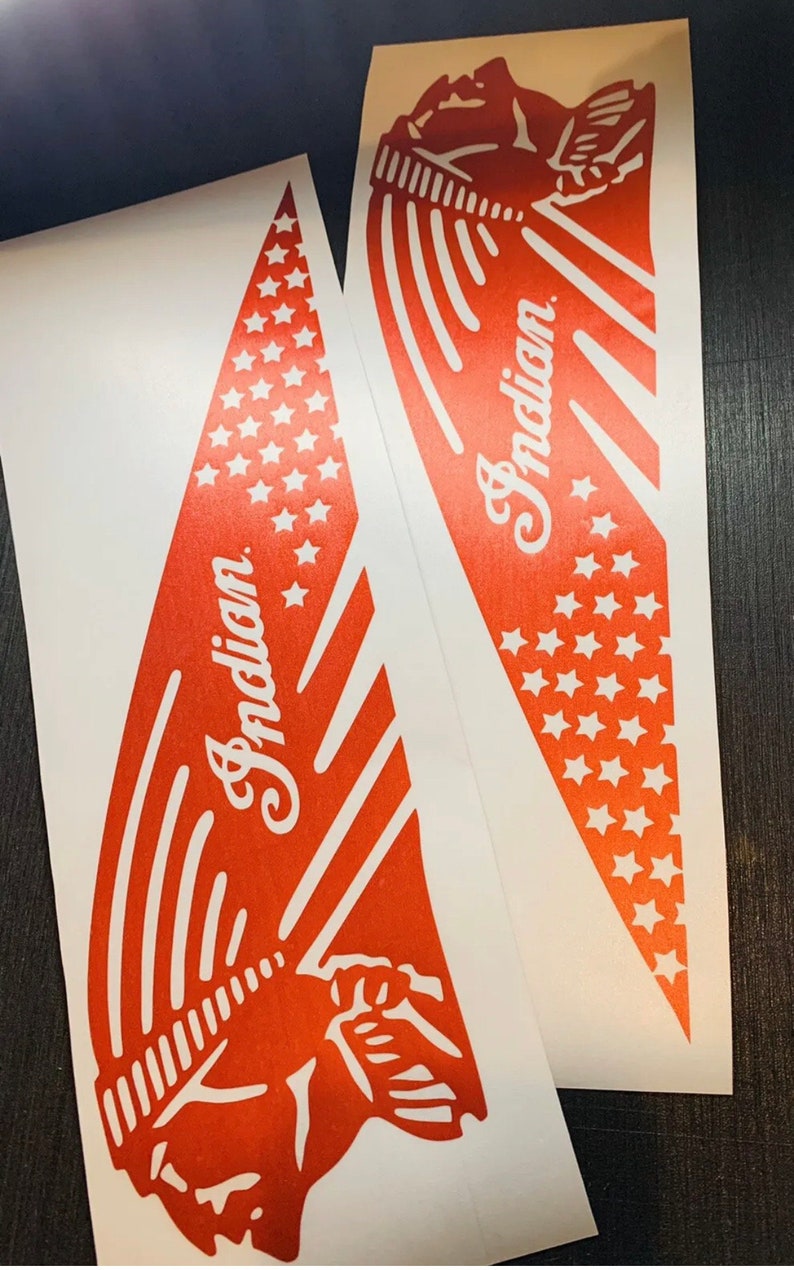 Custom Indian Motorcycle Gas Tank Decals 2PC Set New Custom Stars USA ...