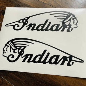 Custom Indian Motorcycle Gas Tank Decals 2PC Set New Handcrafted ...