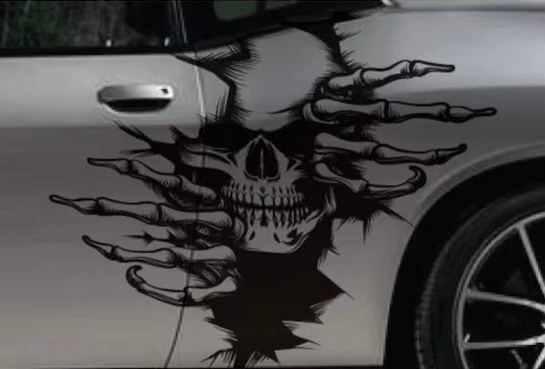 Custom Handcrafted Skull Distressed Decal Fits Jeeps Trucks Cars 2PC ...