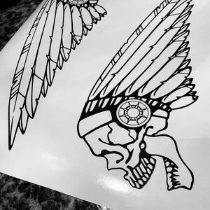 Indian Skull Motorcycle Gas Tank Decals 2PC Set New Skull Custom Made ...