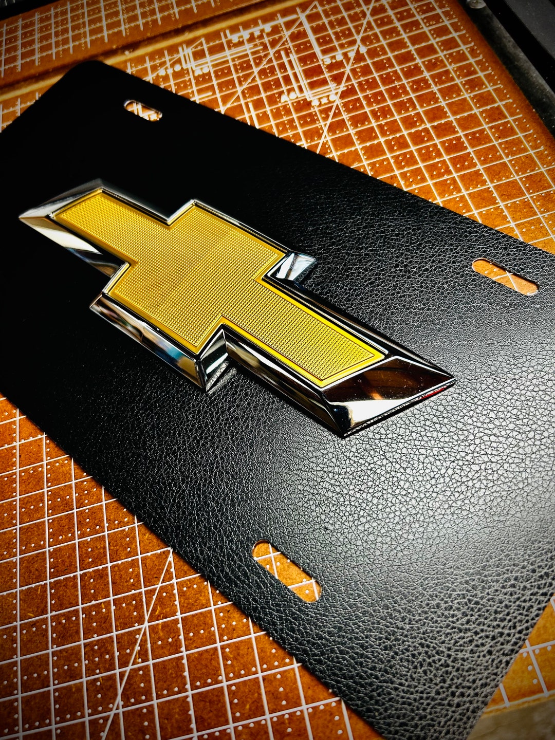 Custom Handcrafted 3D Chevy Chevrolet Bow Tie License Plate Leather ...