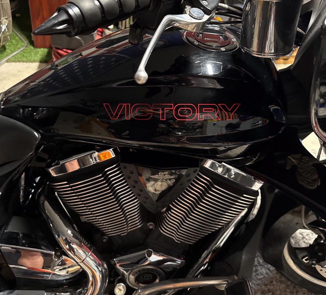 Custom 2X Victory Outline Motorcycle Gas Tank Decals Stickers New ...