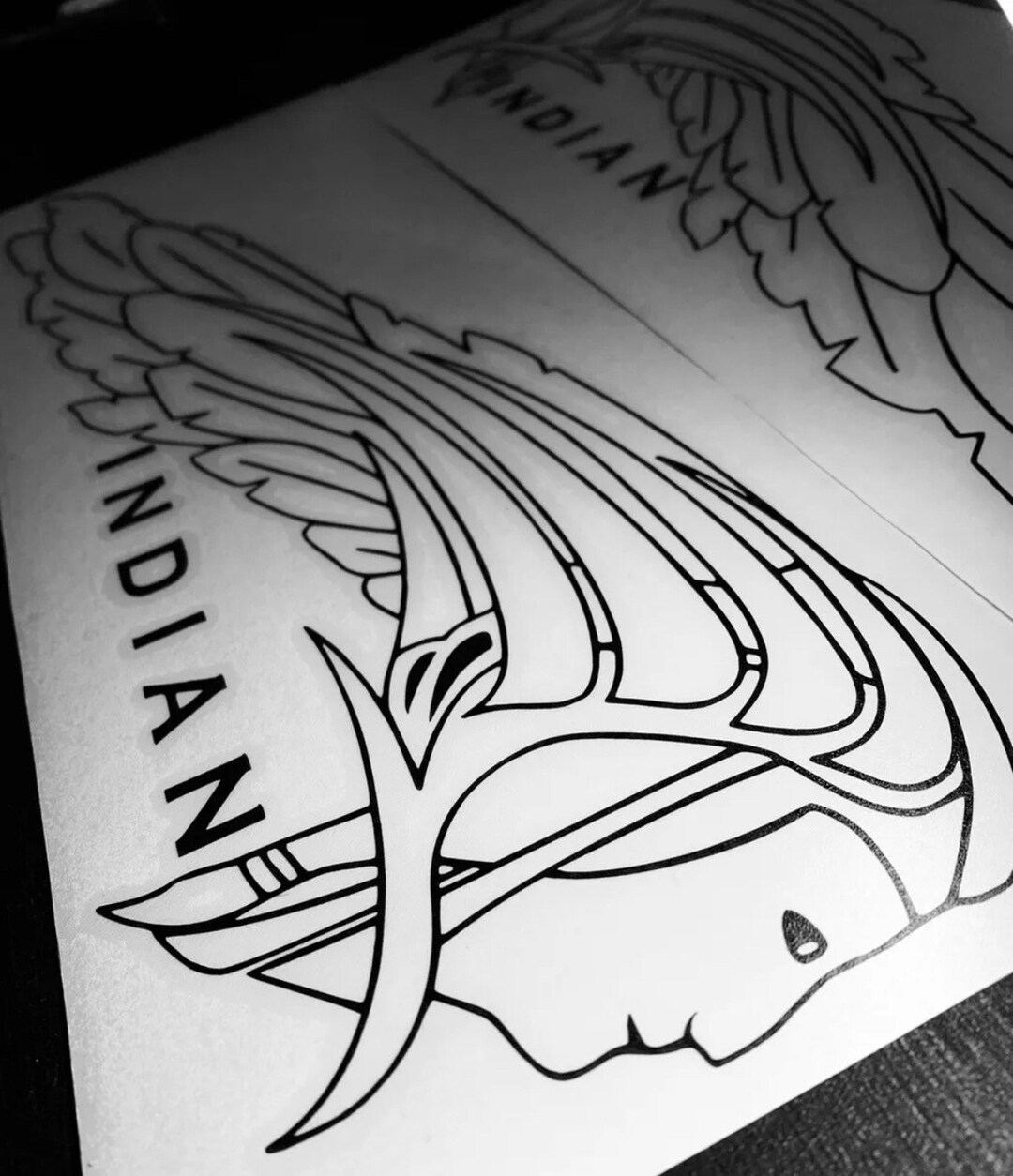 Indian Motorcycle Gas Tank Decals 2PC Set New Custom Outline Paint Rip ...