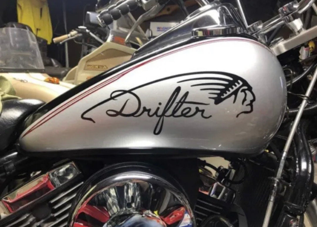 Custom Indian Skull Motorcycle Gas Tank Drifter Decals 2PC Set New ...