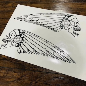 Indian Skull Motorcycle Gas Tank Decals 2PC Set New Skull Custom Made ...