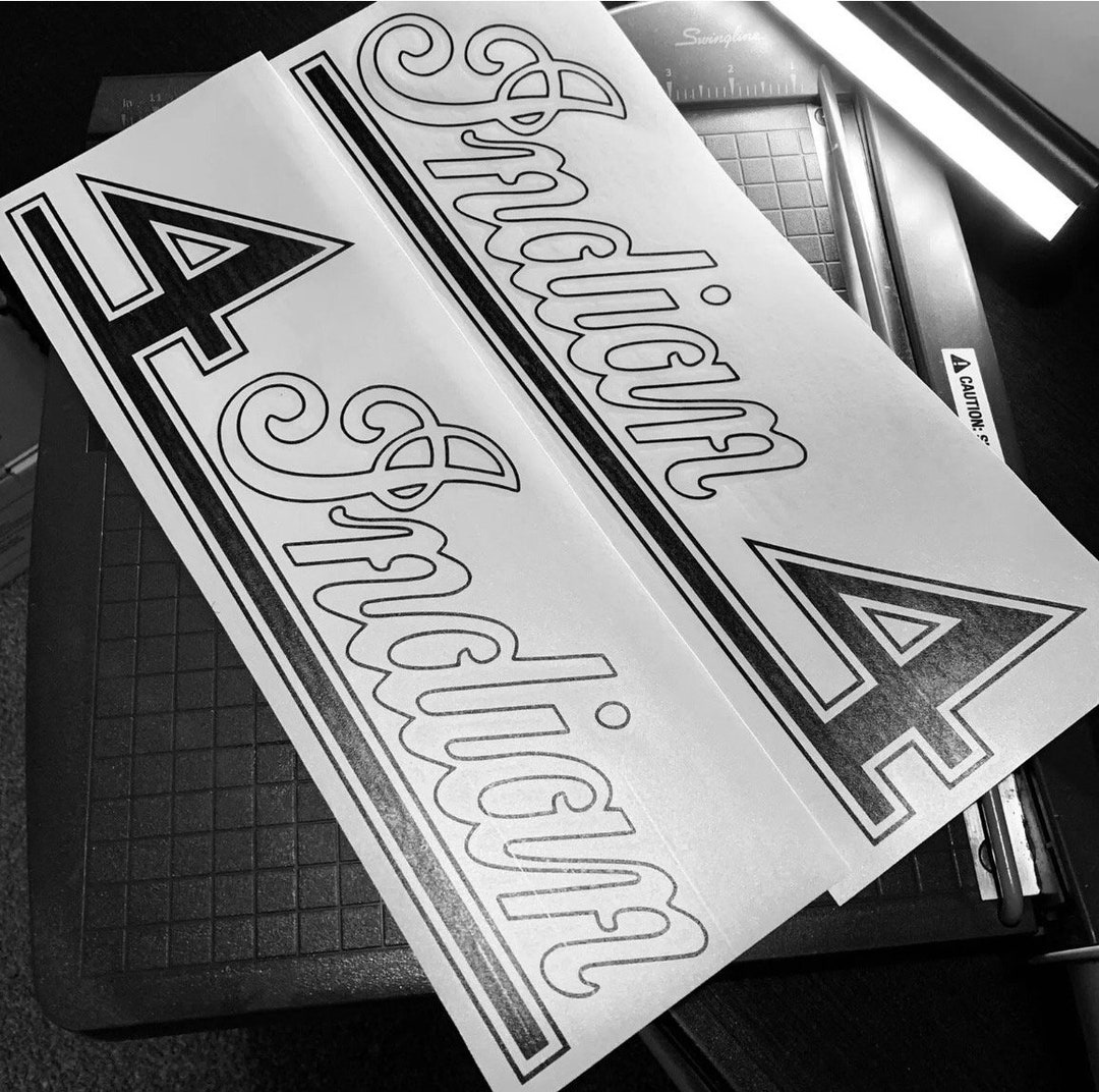 Indian 4 Vintage Motorcycle Gas Tank Decals 2PC Set New Handcrafted ...