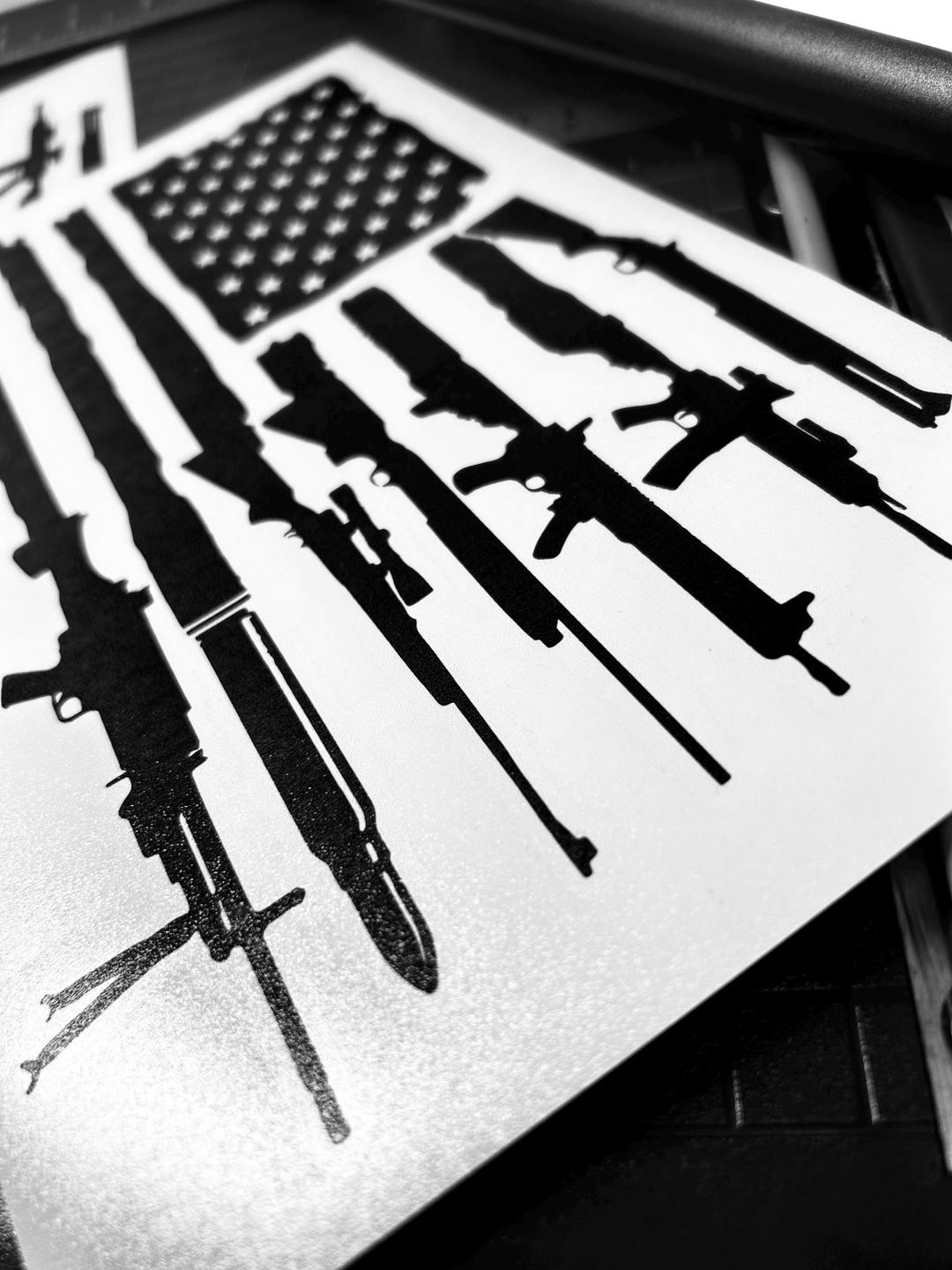 Custom 2nd Amendment Distressed American Flag Firearms Truck Bedside ...