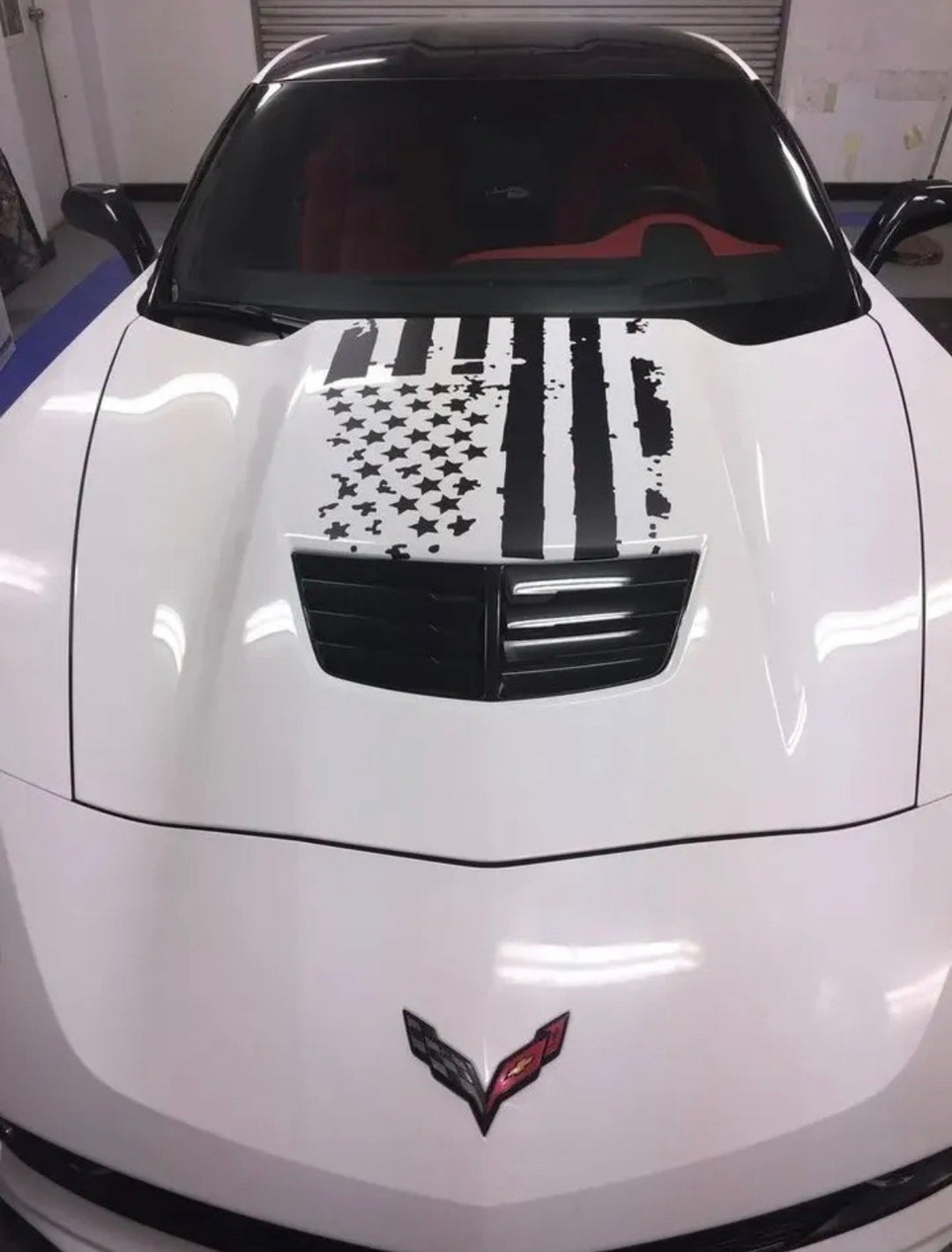 Custom Chevrolet C7 Corvette Distressed Flag Hood Decal Z06 New 1PC ...