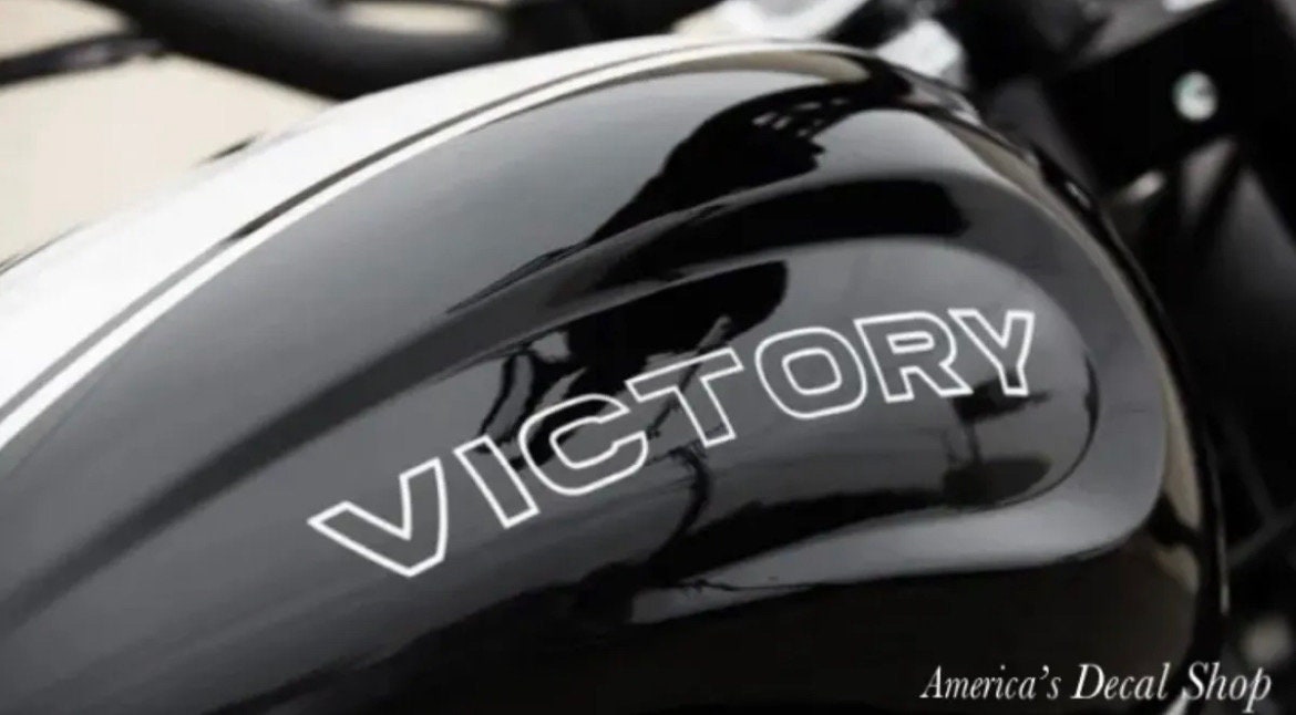 Custom 2X Victory Outline Motorcycle Gas Tank Decals Stickers New ...