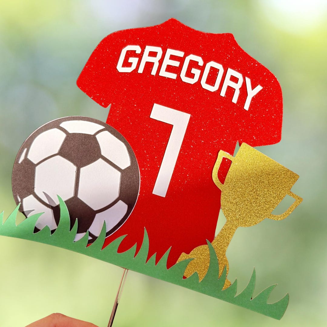 PERSONALISED FOOTBALL Shirt Cake Topper Footy Fan Soccer Team Birthday ...
