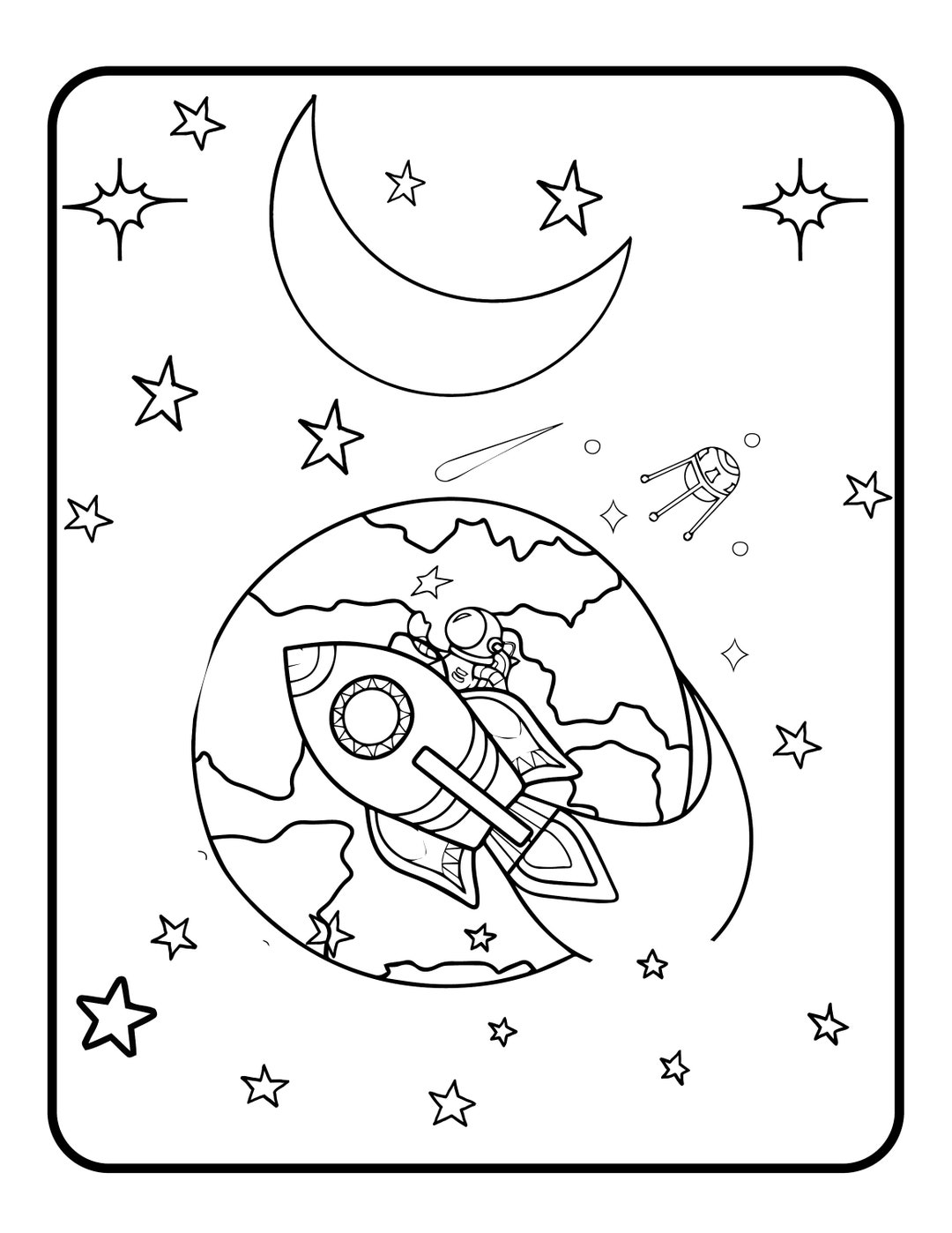 Children's Space Coloring Pages Pack 3 - Etsy