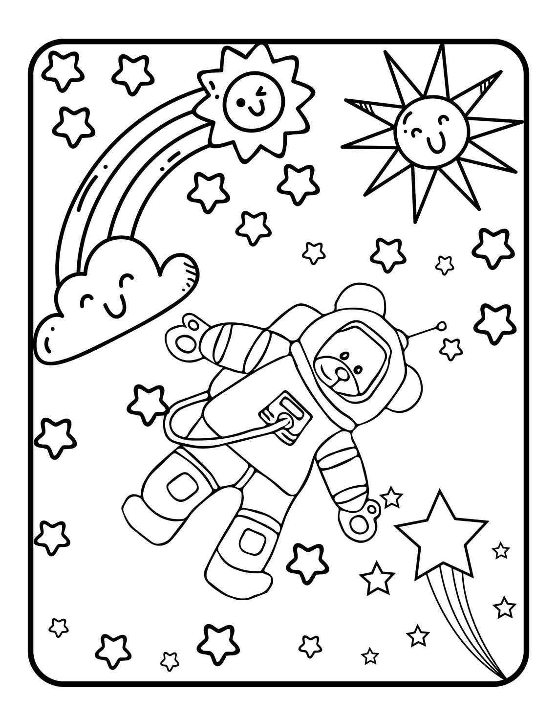 Children's Space Coloring Pages Pack 3 - Etsy