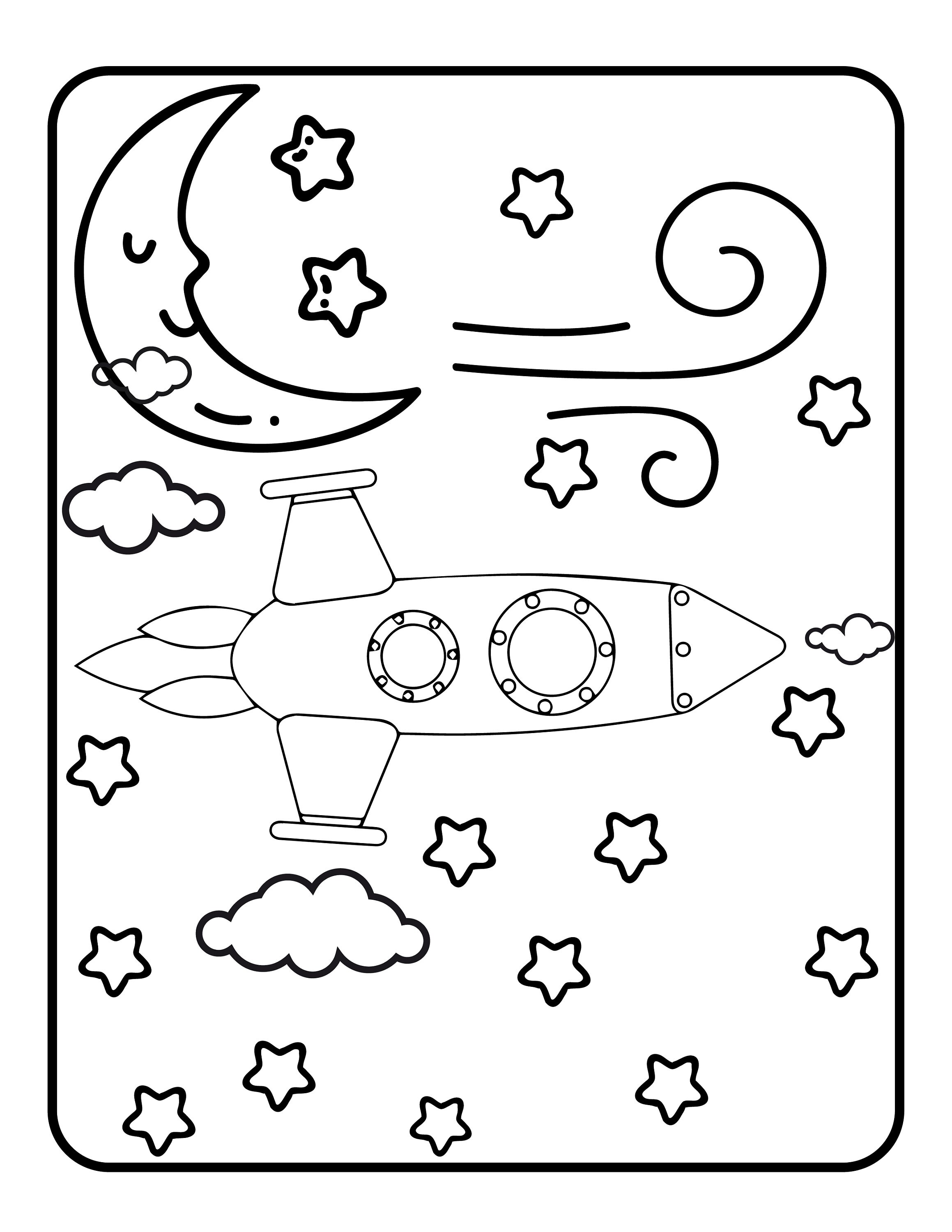 Children's Space Coloring Pages Pack 3 - Etsy
