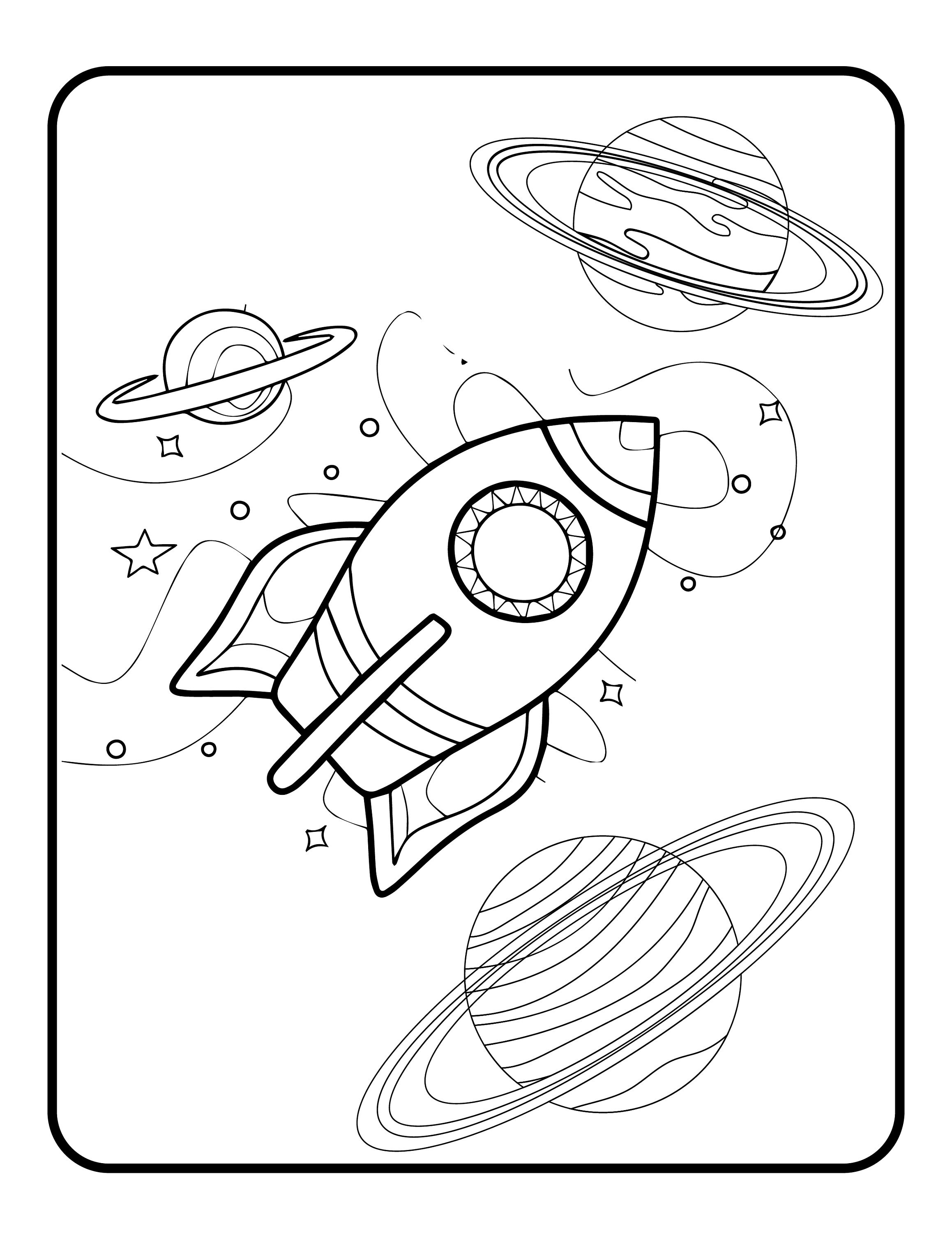 Children's Space Coloring Pages Pack 4 - Etsy