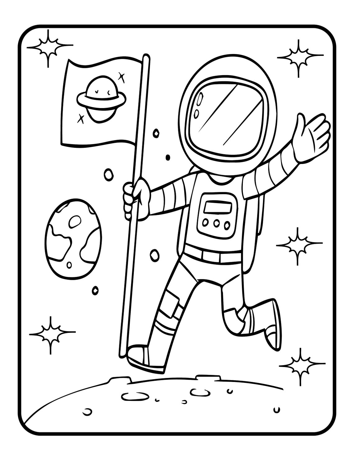 Children's Space Coloring Pages Pack 4 - Etsy