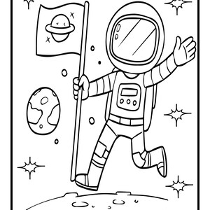 Children's Space Coloring Pages Pack 4 - Etsy