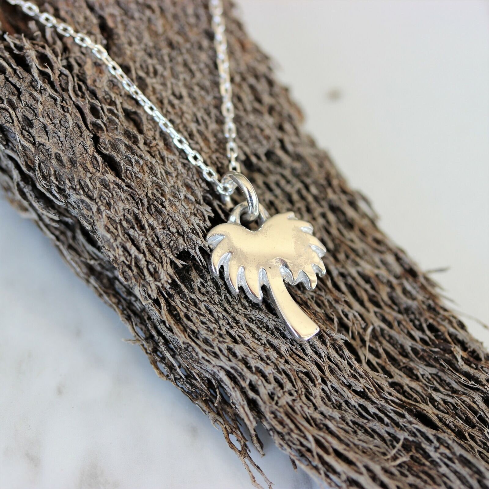 Palm Tree Necklace Silver Palm Tree Pendant Silver Palm | Etsy