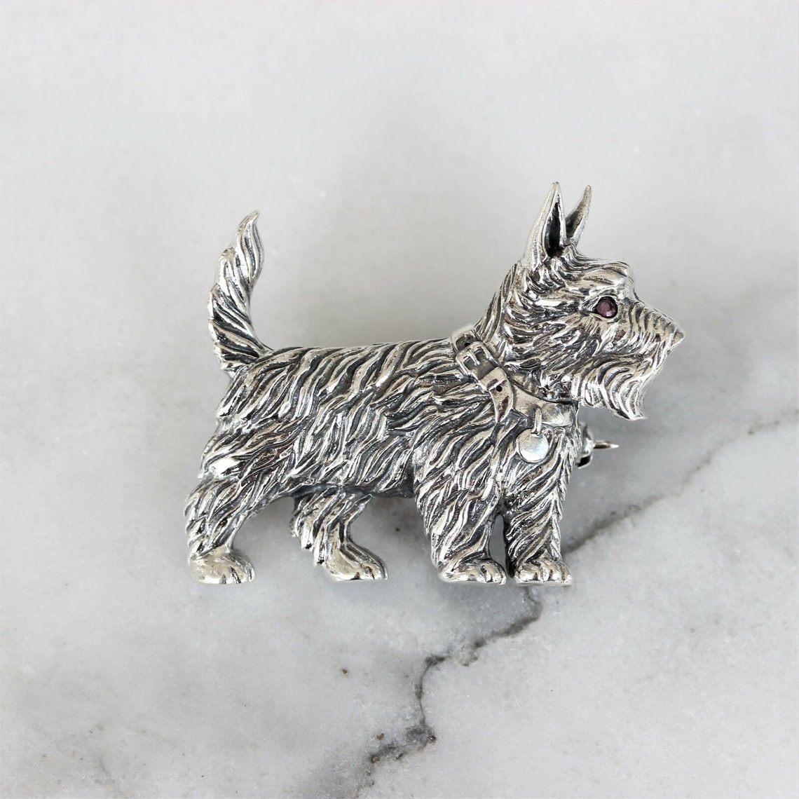 Dog Brooch Pin 925 Sterling Silver Cairn Scottish Terrier - Etsy