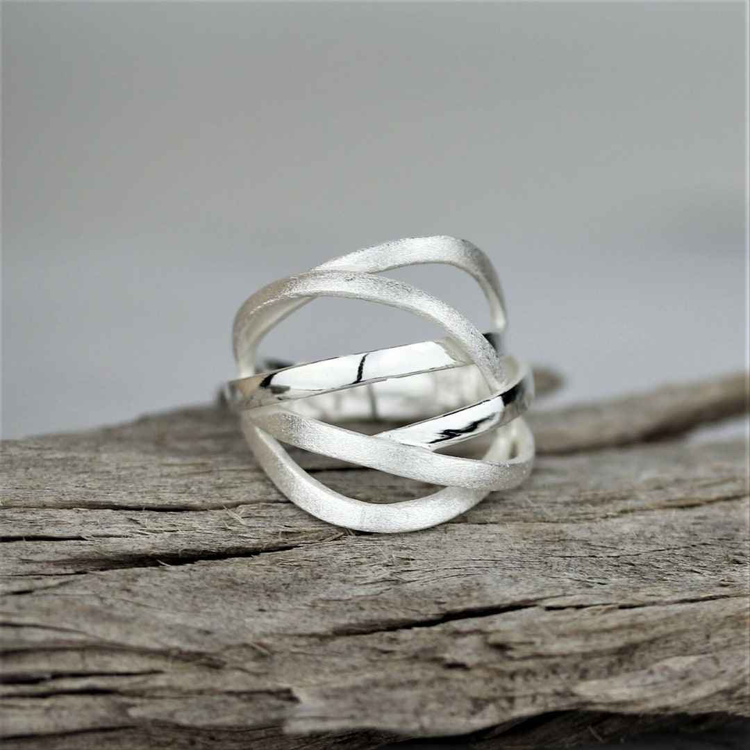 Silver Conjoined Ring Conjoined Bands Silver Ring 925 Sterling Silver ...