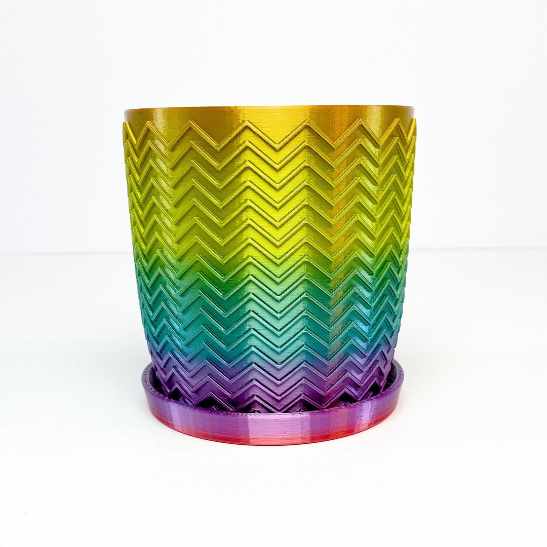 Zig Zag Plant Pot With Water Basin Drainage Plant Pot Well - Etsy