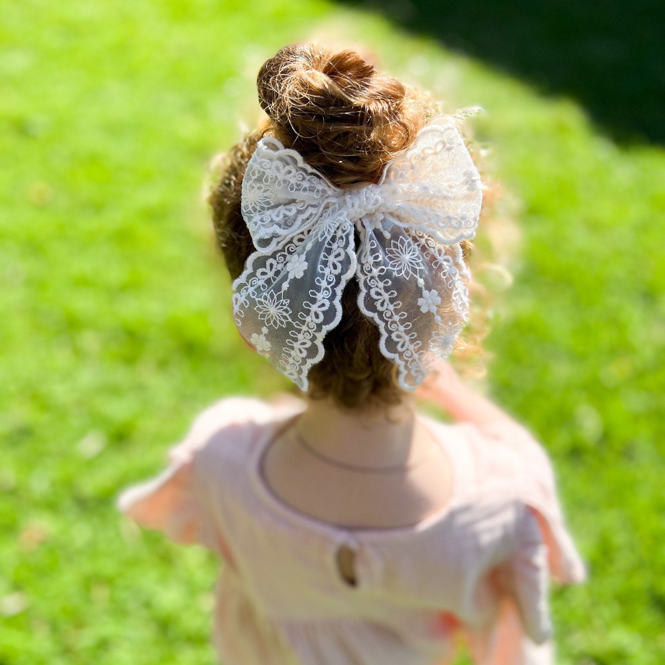 Vintage Lace Fable Bows Clip Hair Accessories Flower Girl Wedding ...