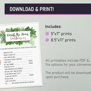 Finish the Hens Sentence Hen Party Game Bridal Showers - Etsy UK