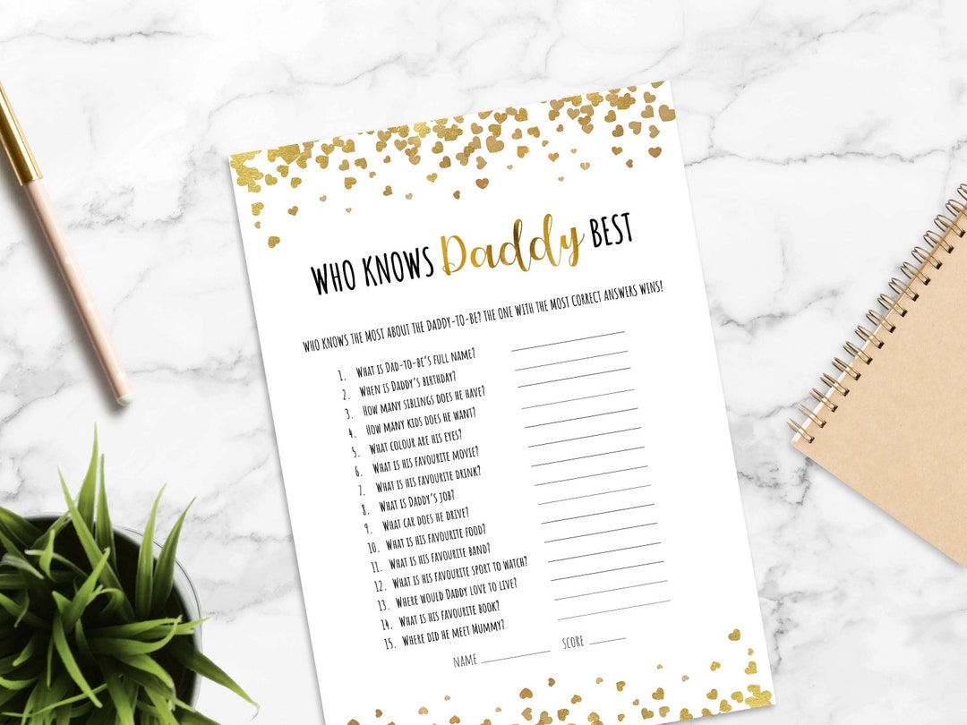 Who Knows Daddy Best Game Printable Baby Shower Games Who - Etsy
