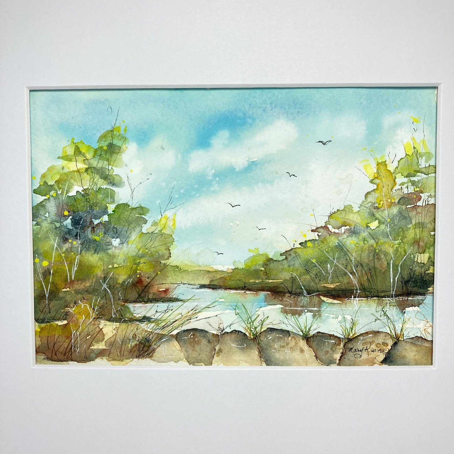 Original Art. Nature Inspired Watercolor Painting. Water Scene - Etsy