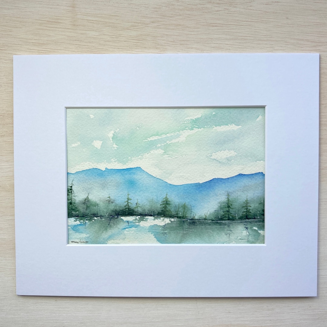 Distant Blue Mountains. Original Art. Watercolor Painting. - Etsy