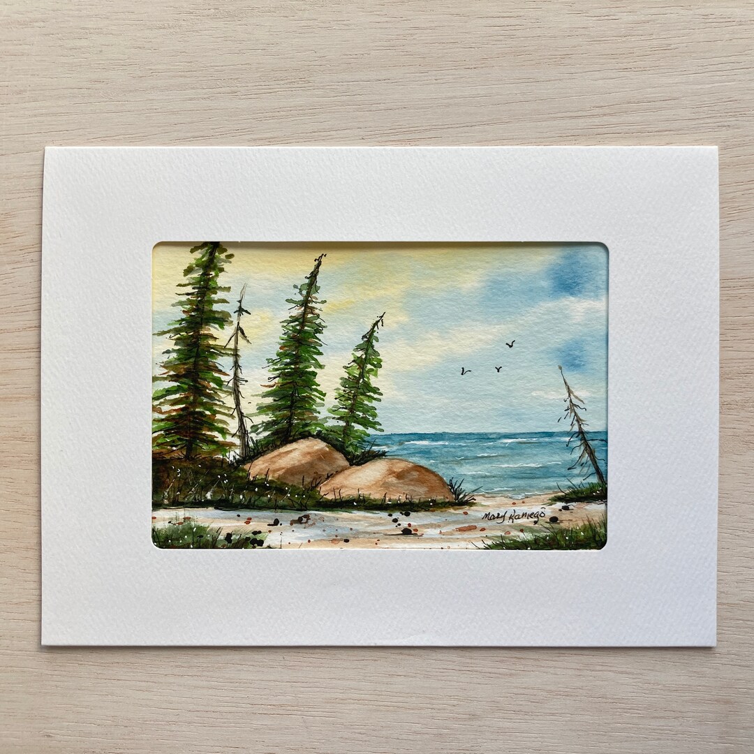 Lakes Edge is an Original Hand Painted Watercolor Greeting Card. - Etsy