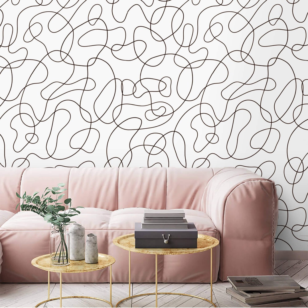 Minimalist Wallpaper Abstract Lines Peel and Stick or Traditional ...