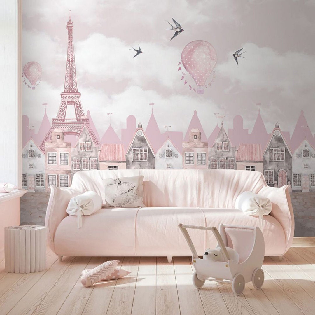 Girls Room Wall Mural Paris Eiffel Tower Peel and Stick Removable or ...