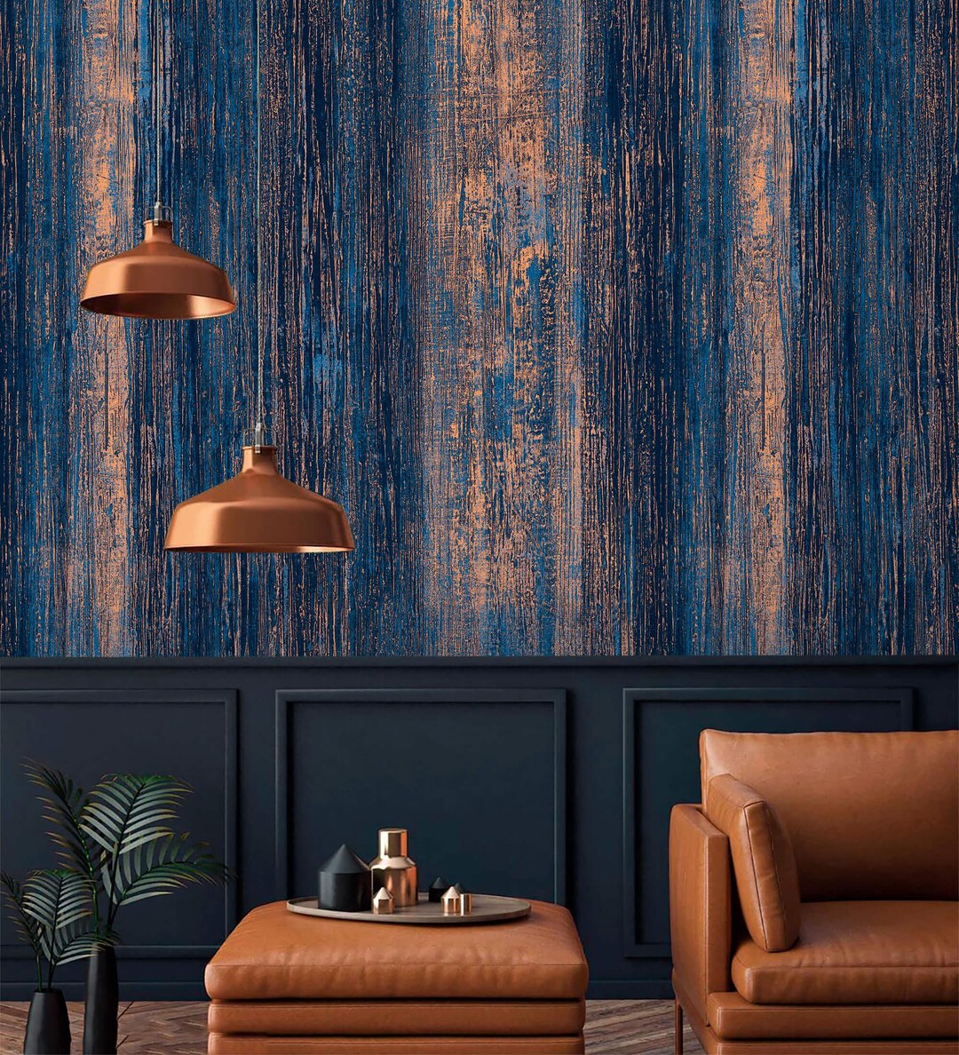 Abstract Wallpaper Mural Dark Blue Distressed Texture Peel and Stick ...