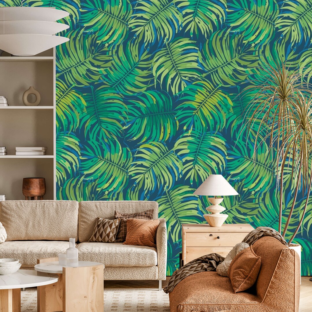 Tropical Wallpaper Leaves Removable Peel and Stick or Trditional Non ...