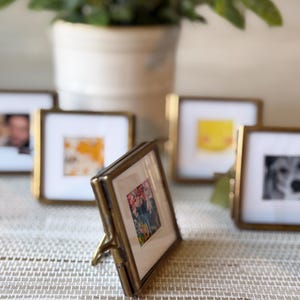 Square Mini Brass Frame With White Picture Matte | 2