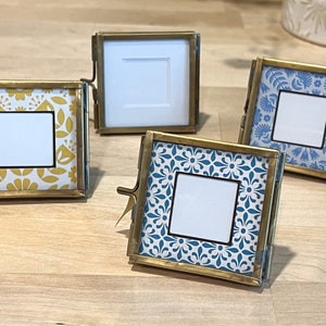Handmade Square Mini Brass Frame With Floating Glass With White Picture ...