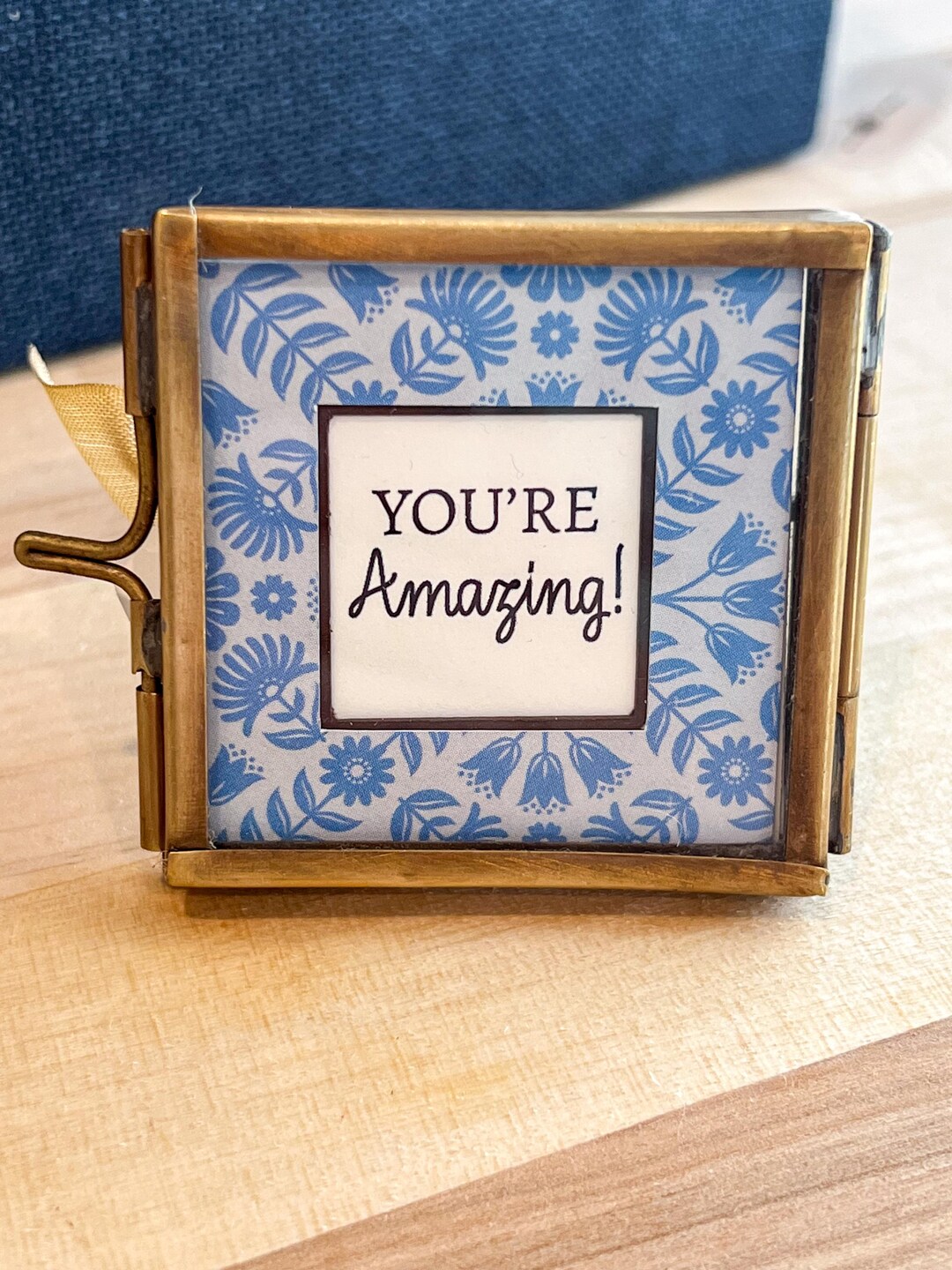 Tiny Handmade Brass Frame With Inspirational Quote, Custom Cut Matte ...