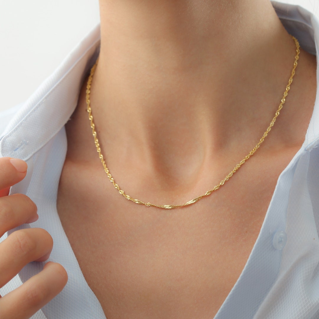 Silver Chain Necklace Cable Chain Chain Necklace Twist - Etsy