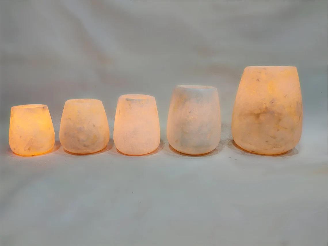 Egyptian Alabaster Candle Holder, White Alabaster, Alabaster Vase ...